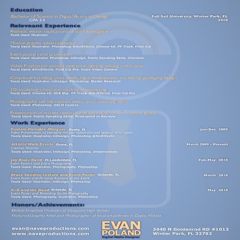Evan Poland Resume | PDF | Desktop Publishing | Computer Software and ...
