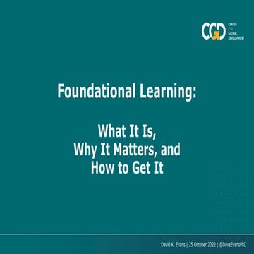 Foundational Learning: What It Is, Why It Matters, and How To Get It | PDF
