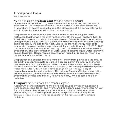 factors affecting Evaporation | PPTX
