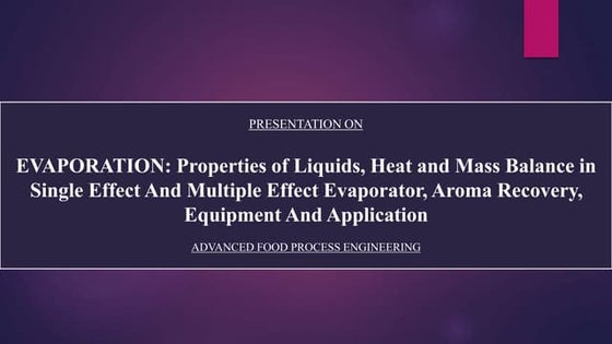 Multi Effect Evaporators | PPT