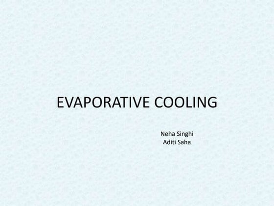 Evaporative cooling system | PPTX