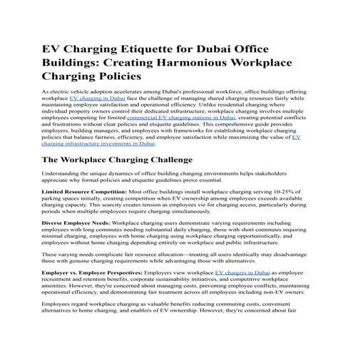 EV Charging Etiquette for Dubai Office Buildings_ Creating Harmonious ...