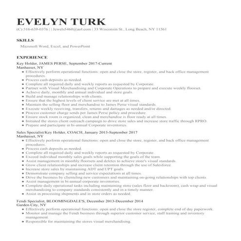 Evelyn Turk's resume | PDF