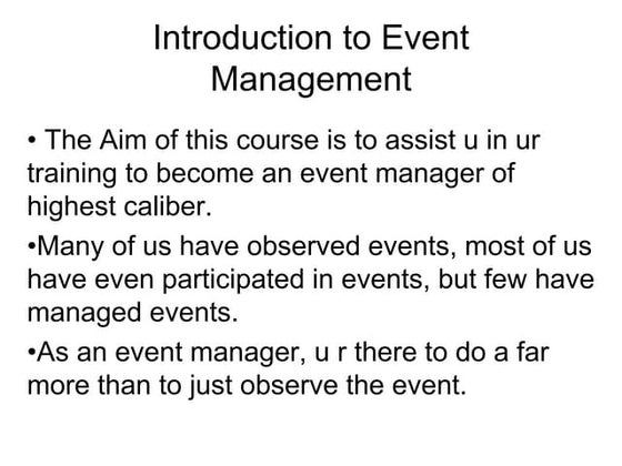 Introduction to Event Management | PPTX