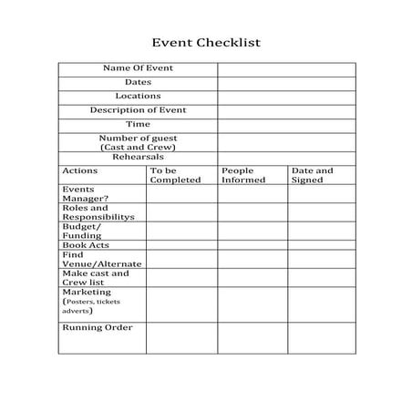 Event checklist | DOCX