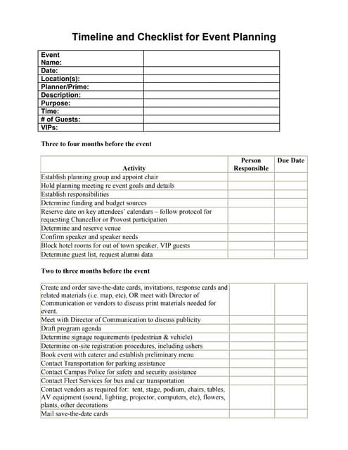 Event checklist | PDF