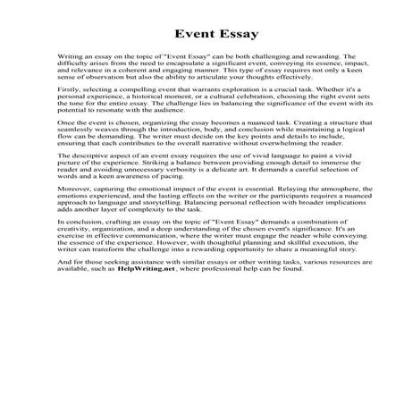 Event Essay. Minneapolis Community and Technical College | PDF