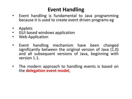 Event Handling In Java Pptx Programming Languages Computing
