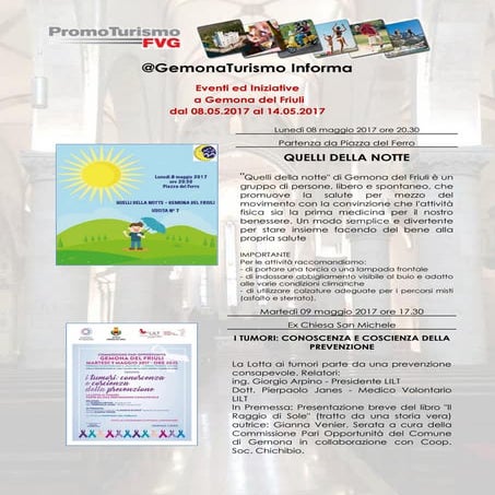 Gemona del Friuli: eventi ed iniziative dal 08 al 14 maggio 2017 | PDF