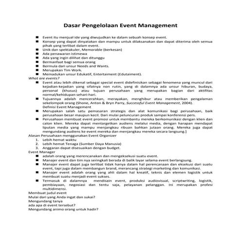 Event management | DOC