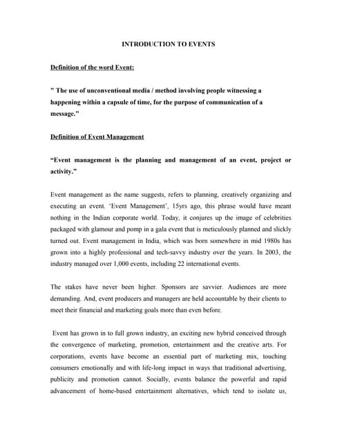 Introduction to Event Management | PPT