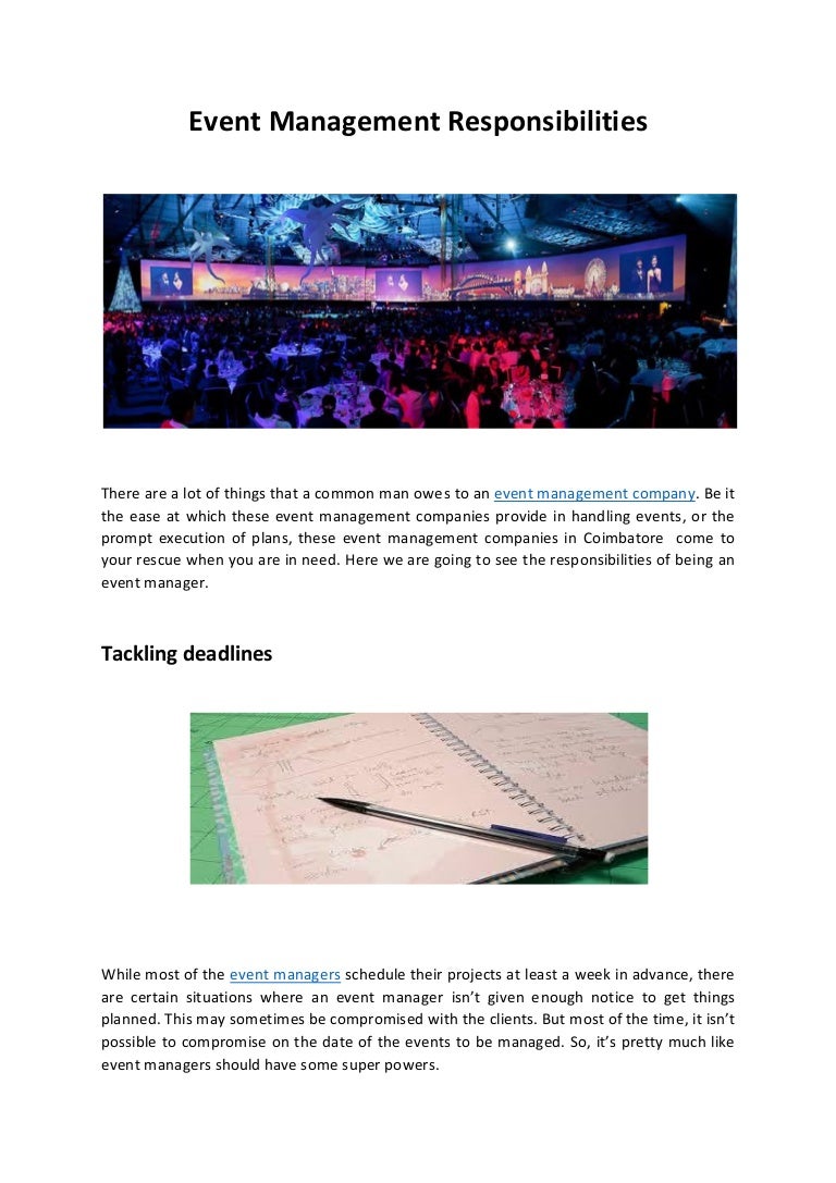 Event management responsibilities