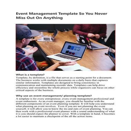 Event management template so you never miss out on anything | PDF