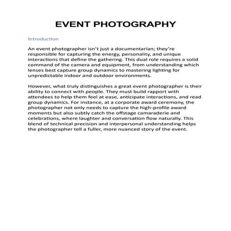 Event Photography Material requirement & details | PDF