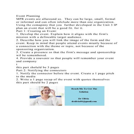 Event PlanningMPR events are allaround us. They can be large, sma.docx