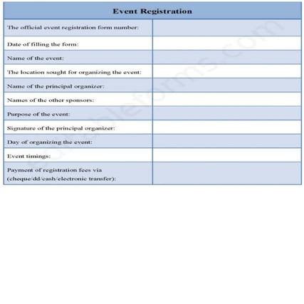 Event Registration Fillable PDF Template | PDF