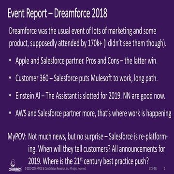 Event Report - Dreamforce 2018 - Where is the Innovation | PDF