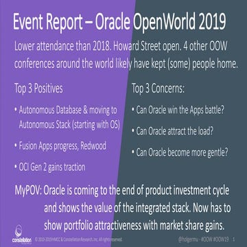 Event Report - Oracle OpenWorld 2019 - Top 3 Pros and Cons | PDF