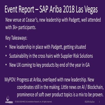 Event Report - SAP Ariba Live - 2018 - Las Vegas - Sustainability and ...