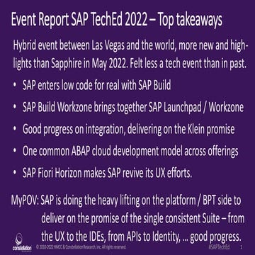Event Report - SAP TechEd 2022 - Key Takeaways | PPT