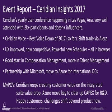 Event Report - Ceridian Insights 2017 - The suites grows and gets ...