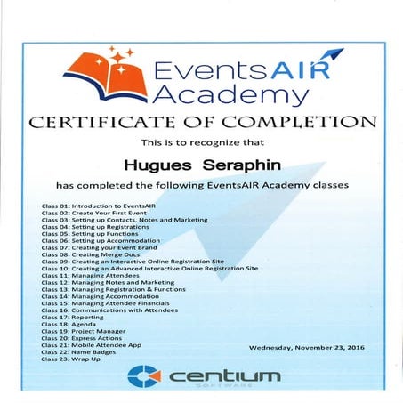 Events air certificate | PDF | Events