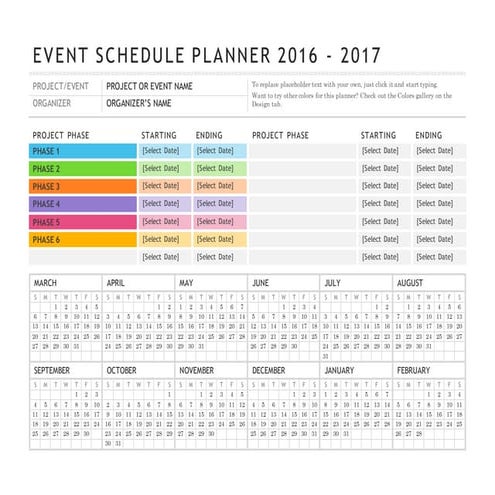 Event schedule planner 2016 | PPT