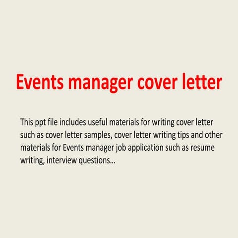 Events manager cover letter | PPTX