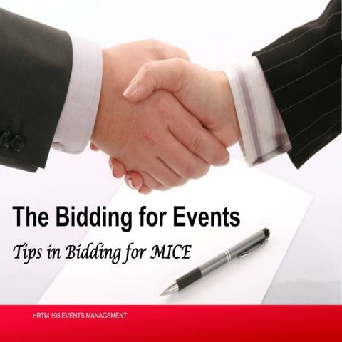 Events mgt. chapter 6 event bidding | PPTX
