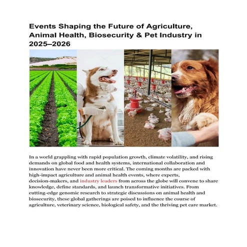 Events Shaping the Future of Agriculture, Animal Health, Biosecurity ...