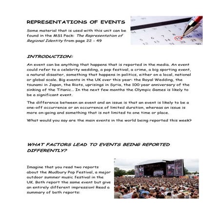 Events worksheet | DOCX