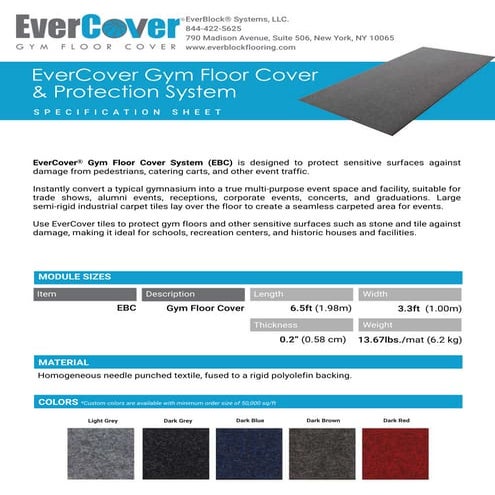 EverCover Gym Floor Cover - specification sheet 2019 | PDF