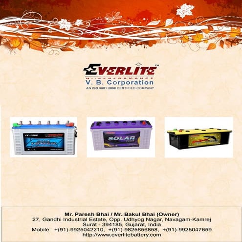 V. B. Corporation, Surat, Automotive Batteries | PDF
