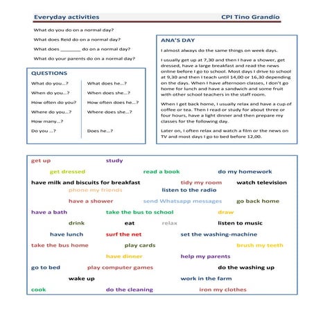 Daily Routines Speaking Cards | DOC