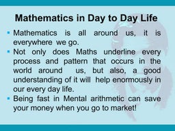 Maths in daily life | PPT