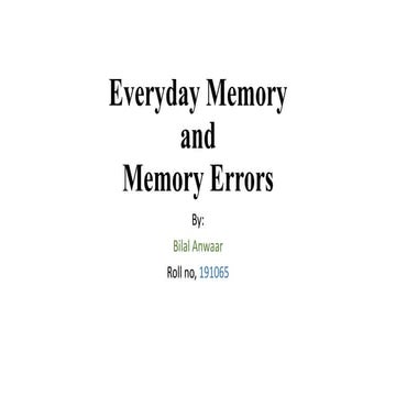 Everyday Memory And Memory Errors Ppt 4504