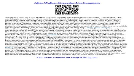 Alice Walker Everyday Use