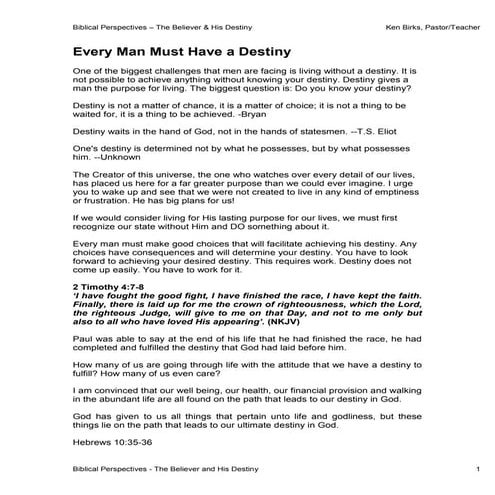Every man must have a destiny | PDF