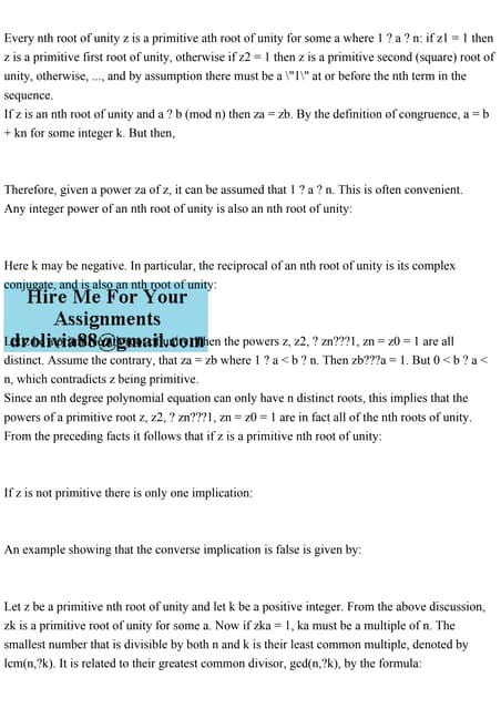 Every Nth Root Of Unity Z Is A Primitive Ath Root Of Unity For Some Pdf