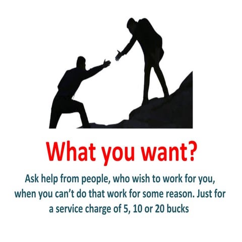 Everyone is looking for some help, where people cannot do it themselves ...