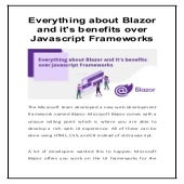 Everything about blazor and its benefits over javascript frameworks