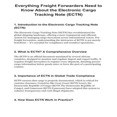 Everything Freight Forwarders Need to Know About the Electronic Cargo ...