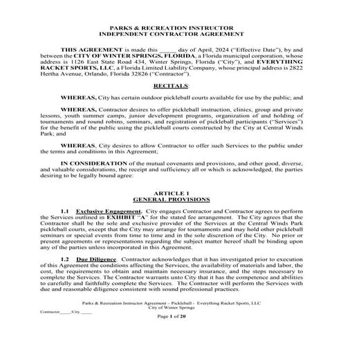 Everything Racket Sports LLC Instructor Agreement 2-27-24 | PDF