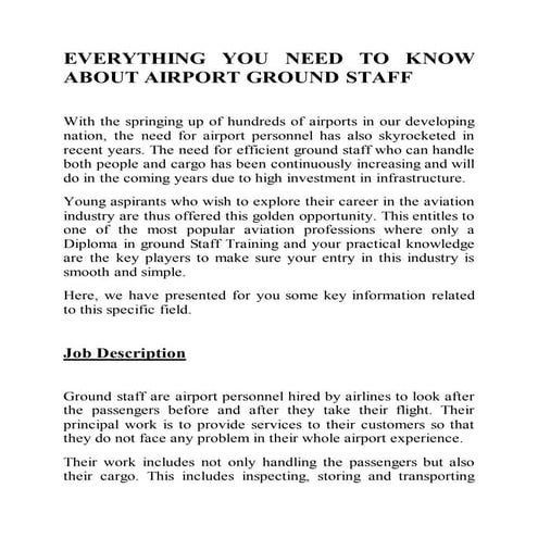 Everything you need to know about airport ground staff | DOCX
