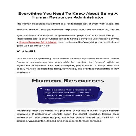 Everything You Need To Know About Being A Human Resources Administrator ...