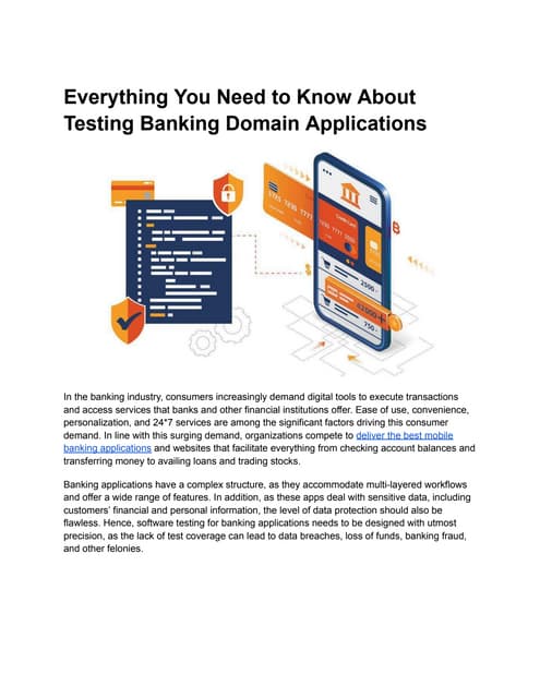 Everything You Need To Know About Testing Banking Domain Applications Pdf