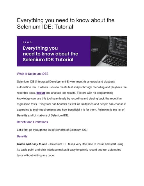 Everything you need to know about the Selenium IDE: Tutorial | PDF Everything you need to know about the Selenium IDE: Tutorial | PDF