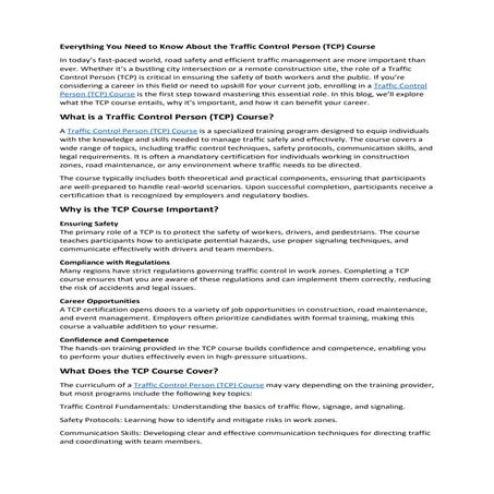 Everything You Need to Know About the Traffic Control Person (TCP ...