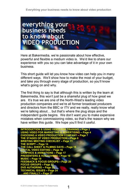 Planning and Producing an AVP | PDF | Video Production | Content Production