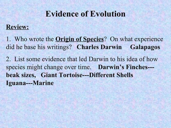Evidence of evolution | PPTX | Geology | Science